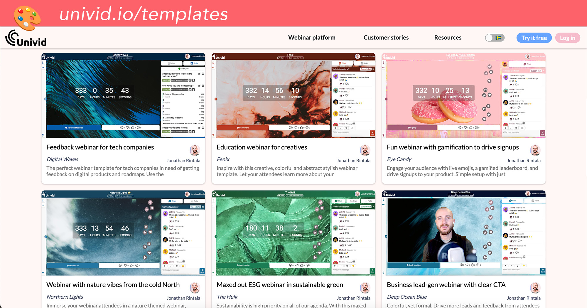 Webinar Templates Gallery | Univid